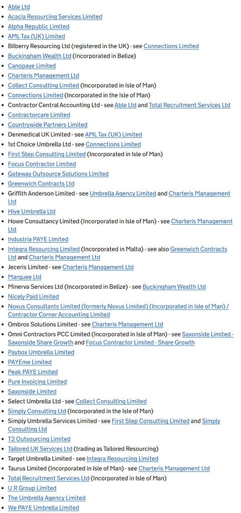 HMRC TAX AVOIDANCE LIST • FCSA Accreditation